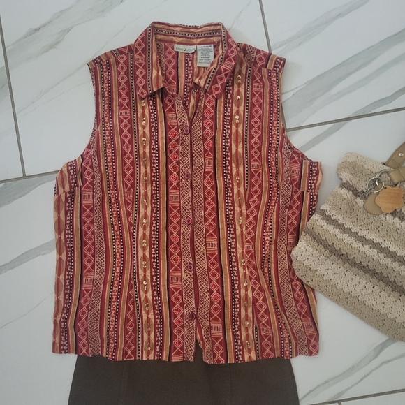 White Stag | Tops | Vintage Y2k Tribal Print White Stag Red Brown ...